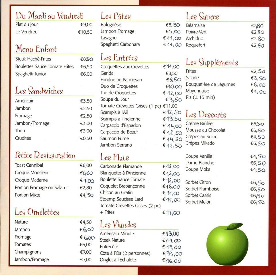 Menu at Eden, Anderlecht