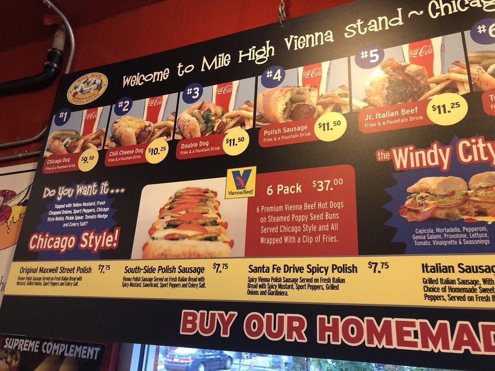 Carta del restaurante Mile High Vienna Stand, Denver, 300 Santa Fe Dr