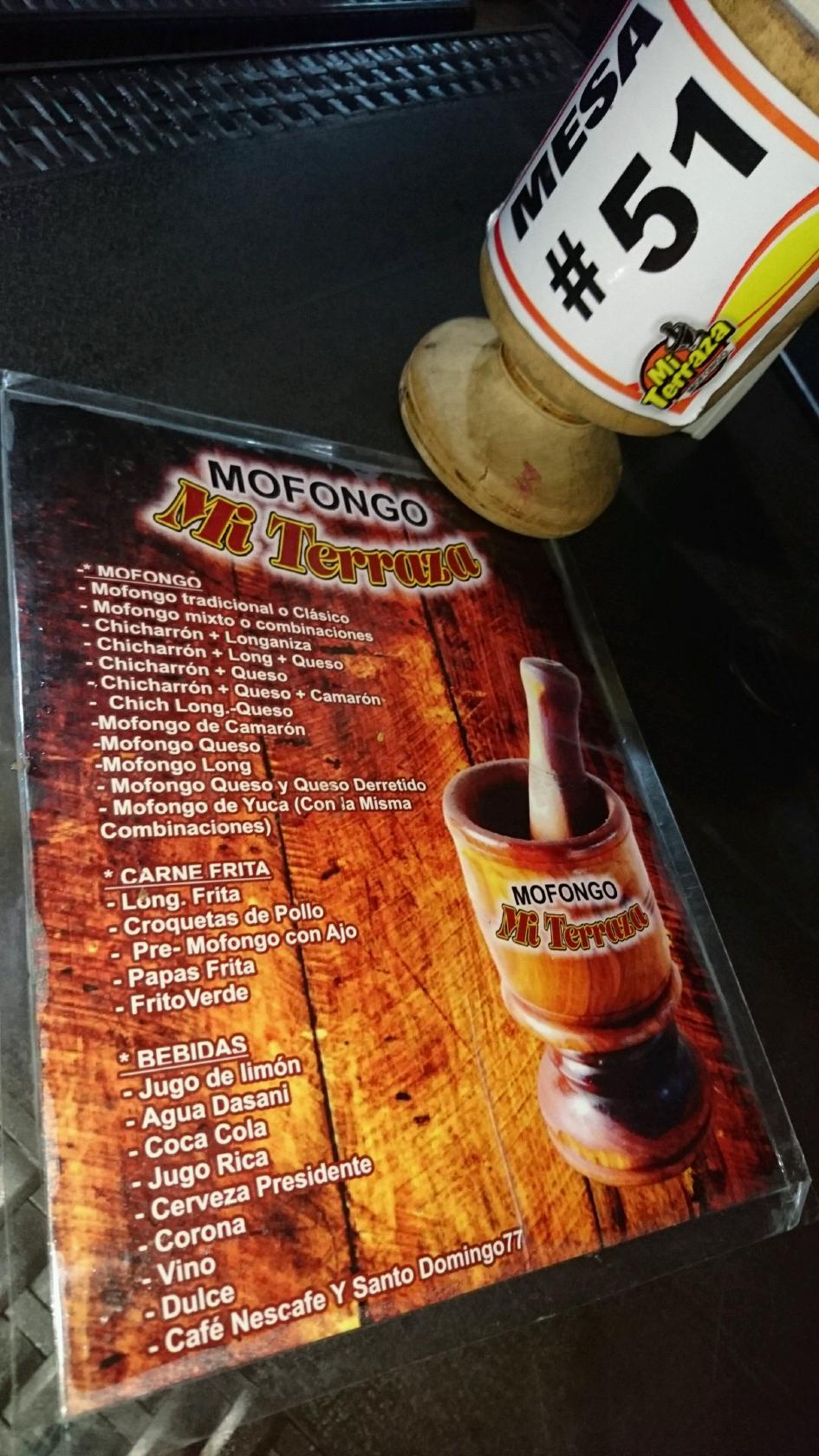 Menu at Mofongo Mi Terraza - El Original restaurant, Moca