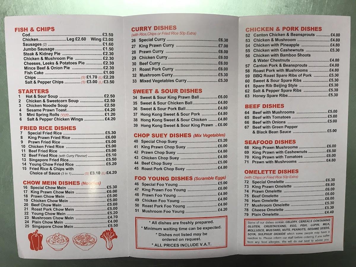 Menu at New Ki-Lee Fish Bar, Bristol