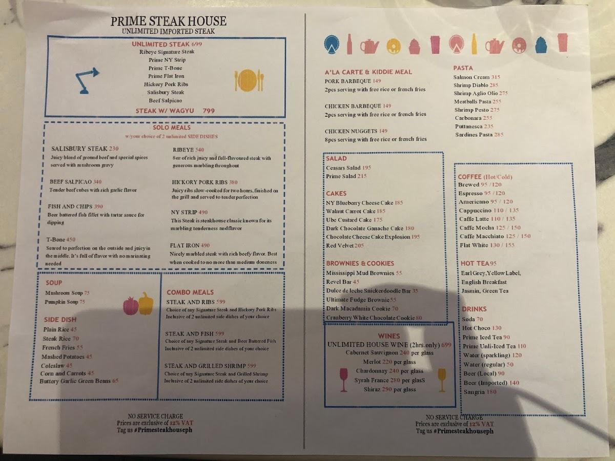 Carta del restaurante Prime Steak House - SM Pampanga, San Fernando