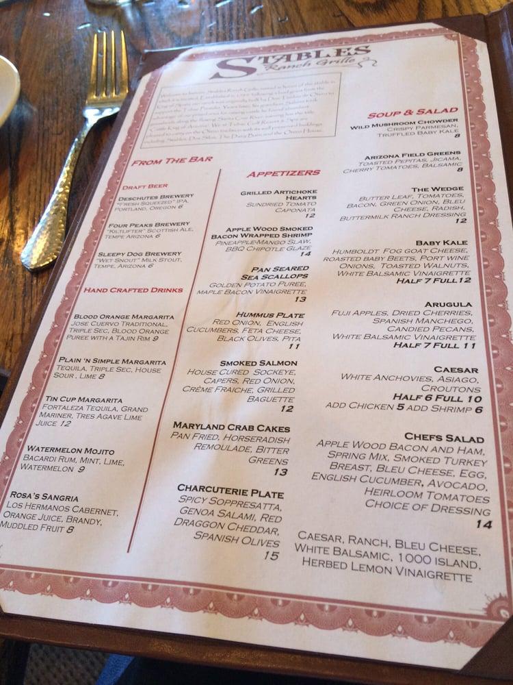 Menu at Tubac Golf Resort & Spa pub & bar, Tubac, 65 Avenida de Otero