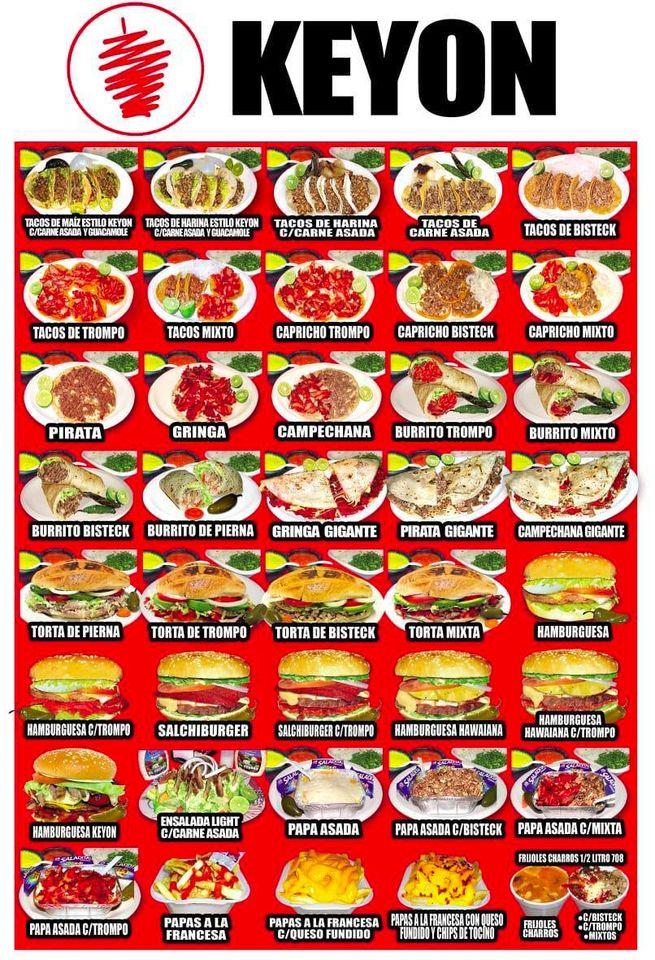Menu at Tacos Keyon Lomas restaurant, Monterrey, Avenida Bosque de las ...