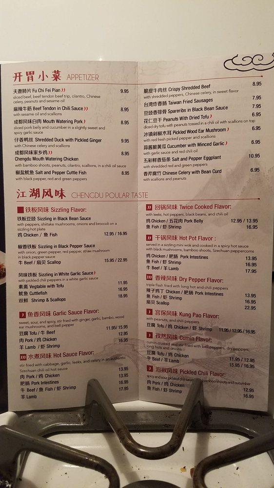 Menu at Taste of Szechuan restaurant, Cherry Hill