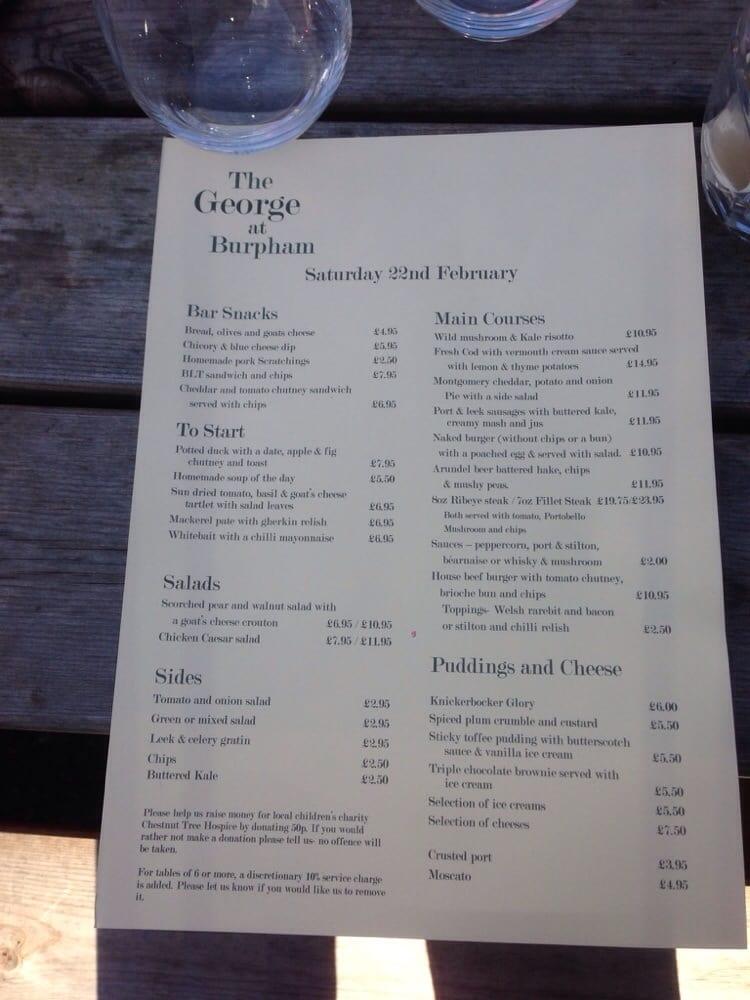 Menu at The George at Burpham pub & bar, Burpham
