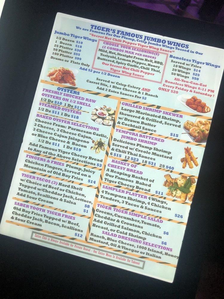 Menu at Tiger Tiger pub & bar, Marietta