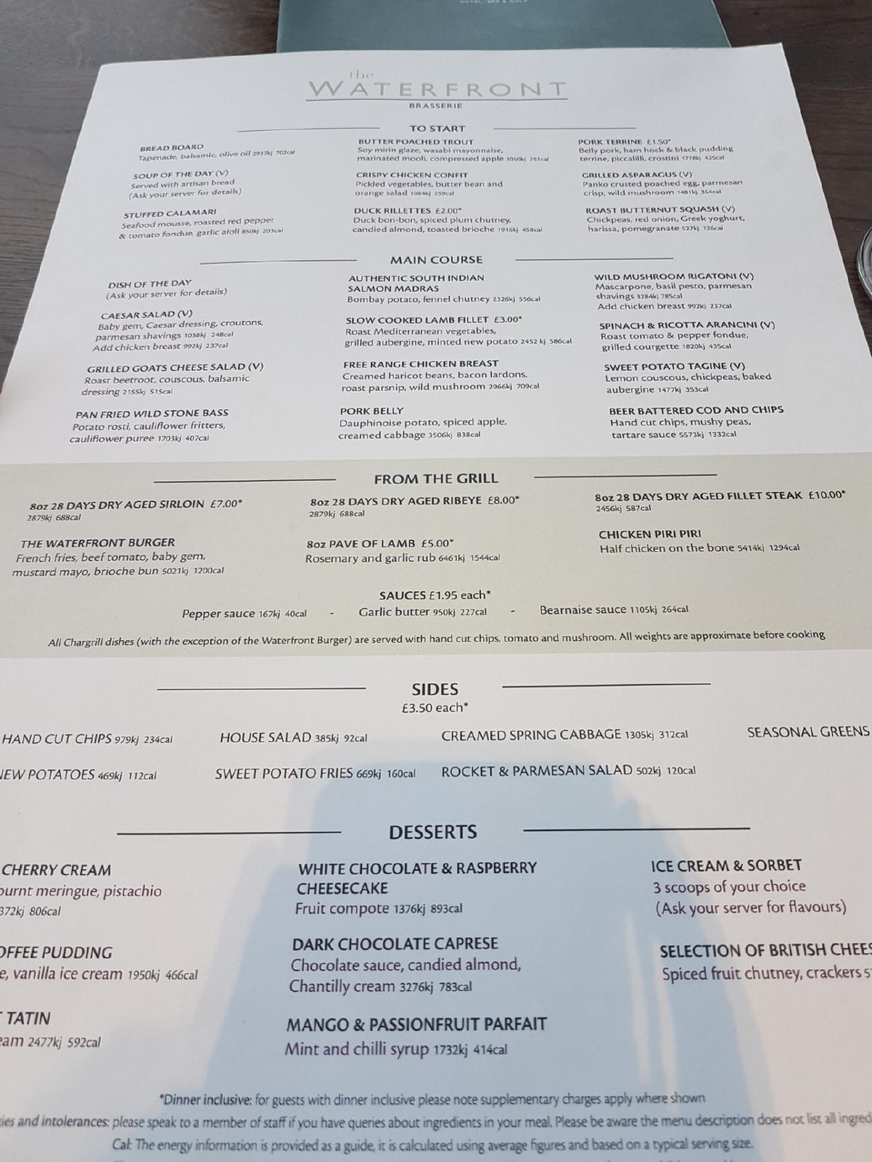 Menu at Waterfront Brasserie pub & bar, Roxton