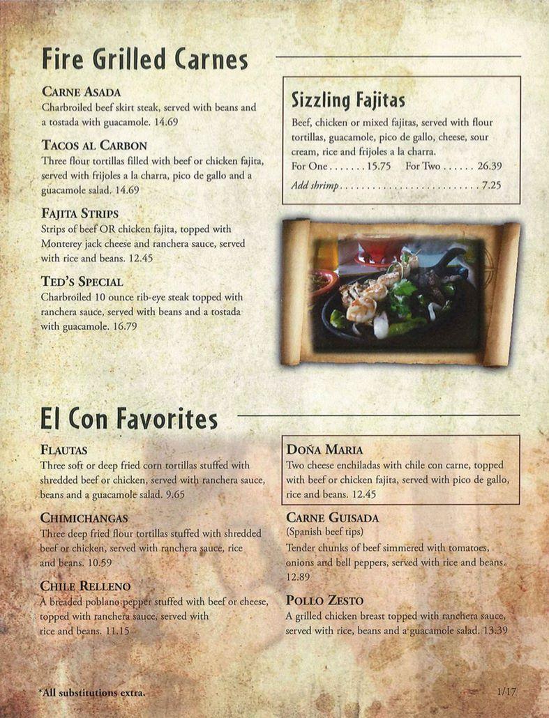 Menu at El Conquistador Restaurant, Hillsboro, Old Brandon Rd