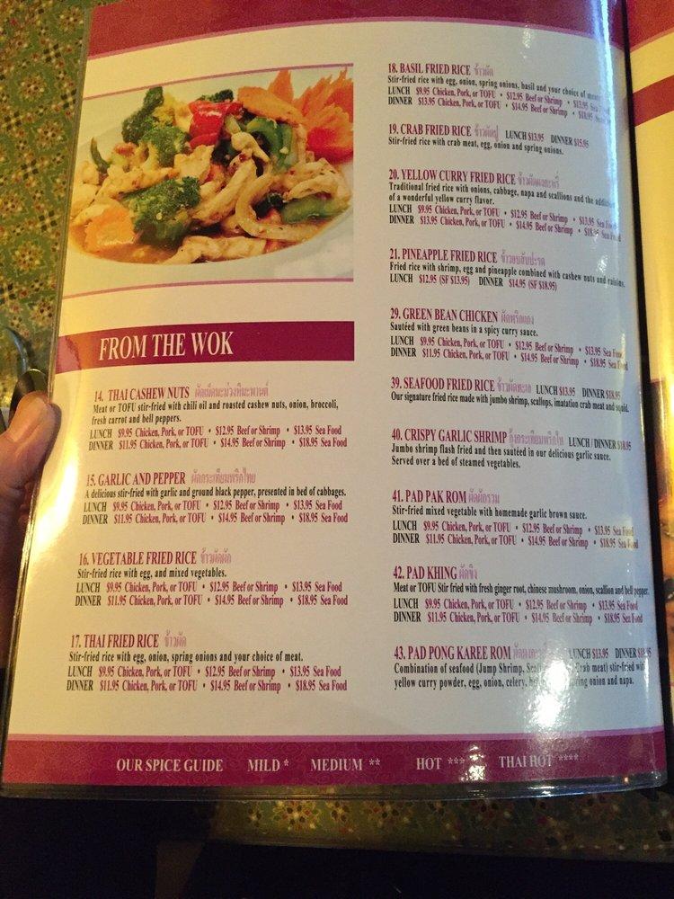 Menu at Mali Thai Bistro restaurant, Lee's Summit