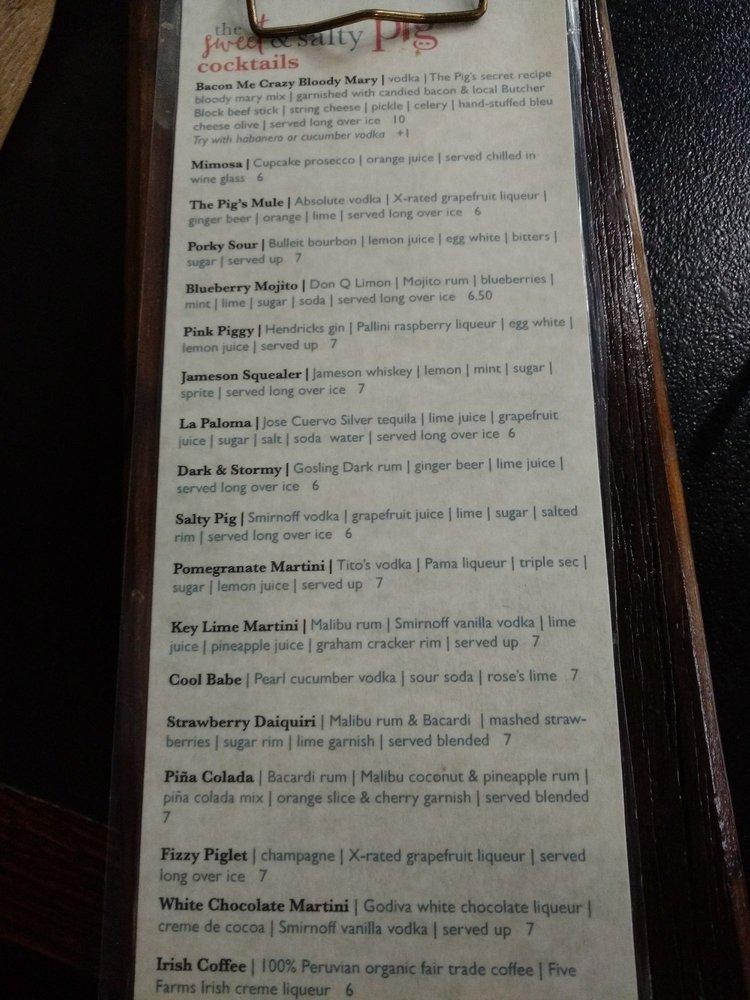 Menu at The Sweet & Salty Pig restaurant, Fond du Lac