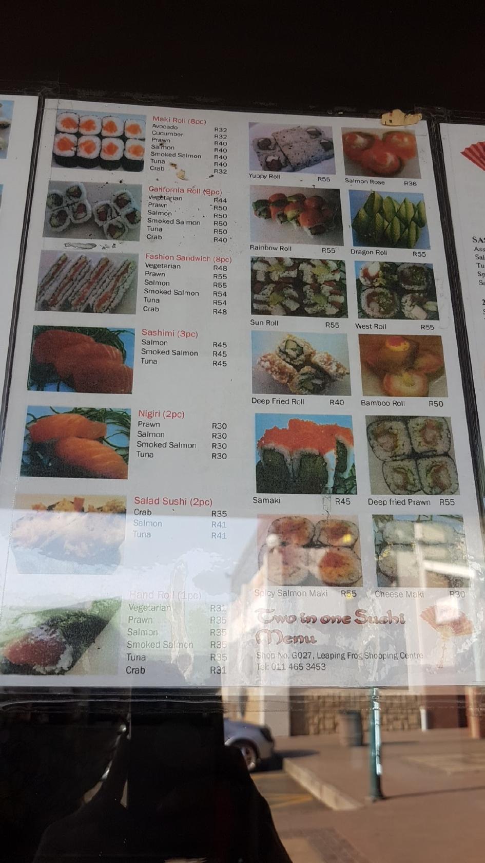 Menu at Two in One Chinese & Japanese restaurant, Randburg, The Leaping ...