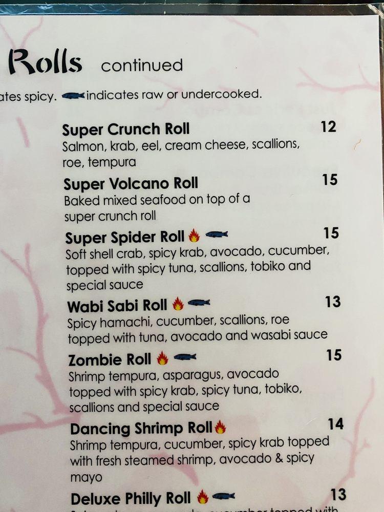 Menu at Wabi-Sabi restaurant, Merritt Island