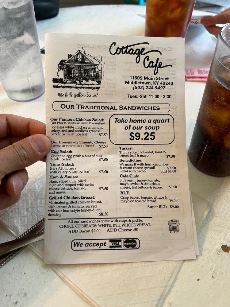 Menu at Cottage Cafe, Louisville