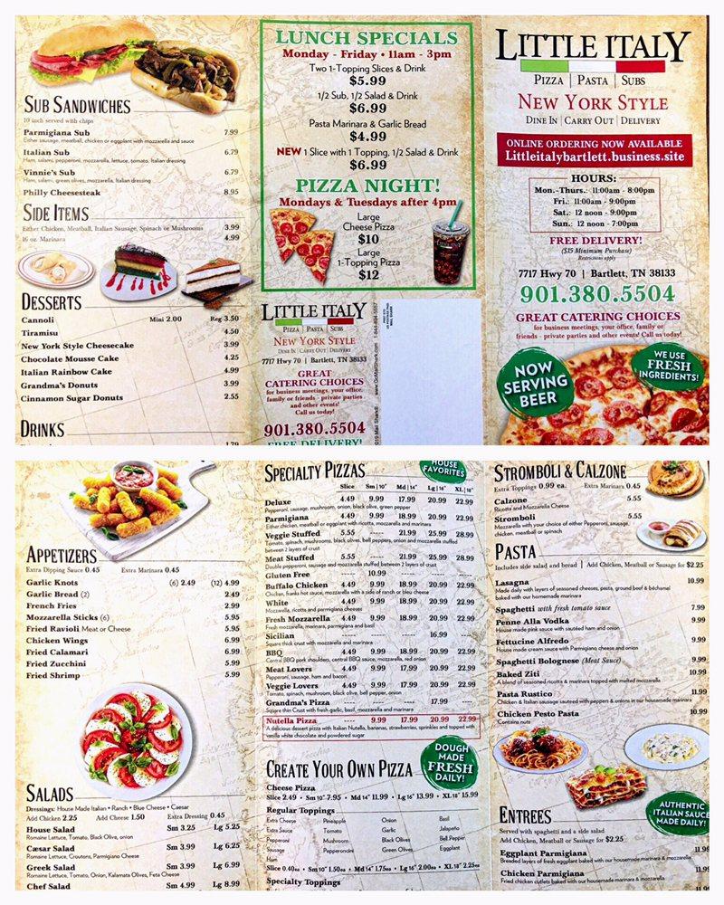 Menu at ANGELO’S LITTLE ITALY RISTORANTE in BARTLETT, Bartlett, US-70