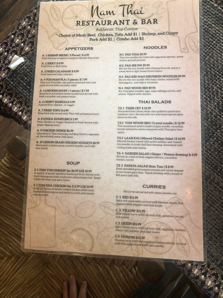 Menu at Namthai Restaurant and Bar, Kemah