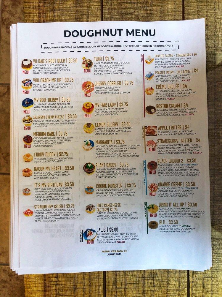 Menu at The Doughnut Club - Central Park, Denver