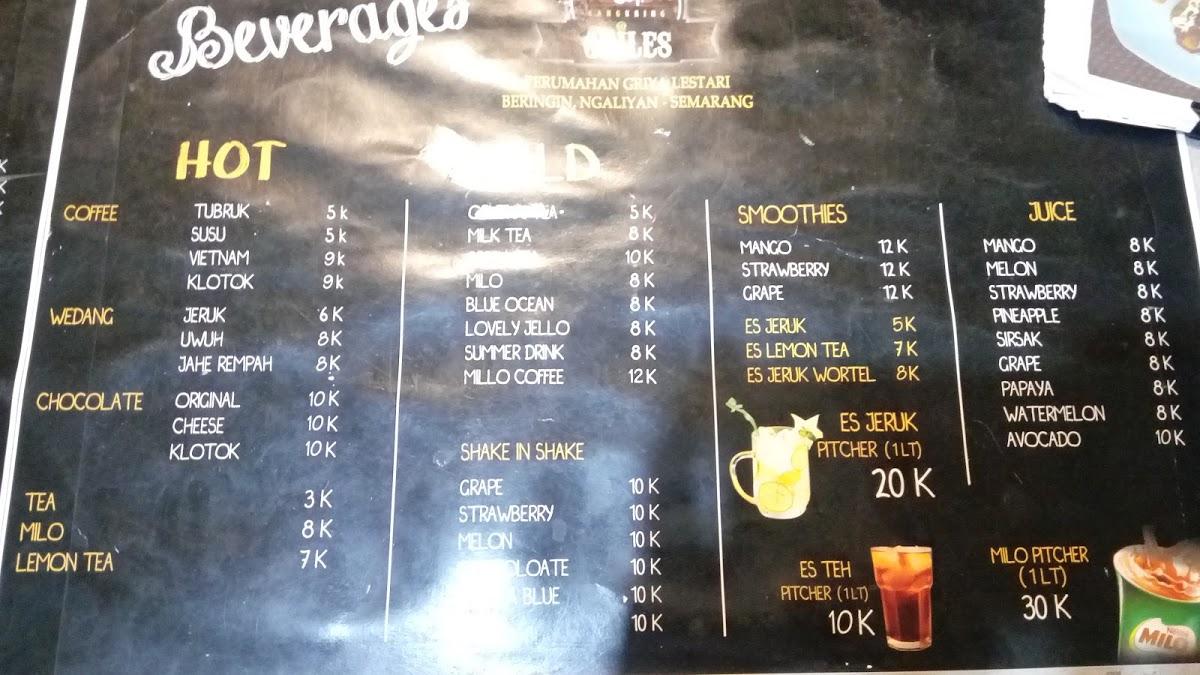 Menu at Angkringan Griles restaurant, Semarang