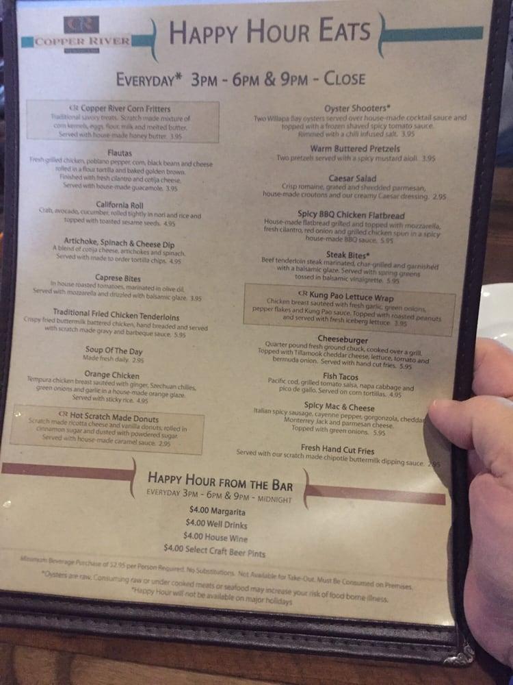 Menu at Copper River Restaurant & Bar, Hillsboro