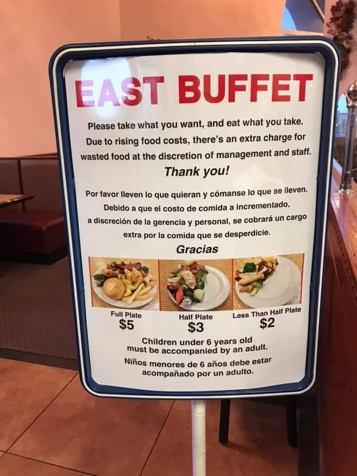 Menu at East Buffet restaurant, Webb City