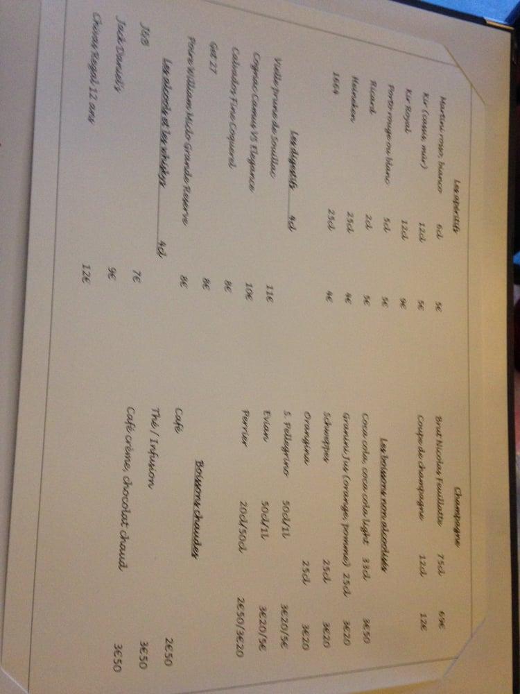Menu au Le Granite restaurant, Paris, 19 Rue Duranton