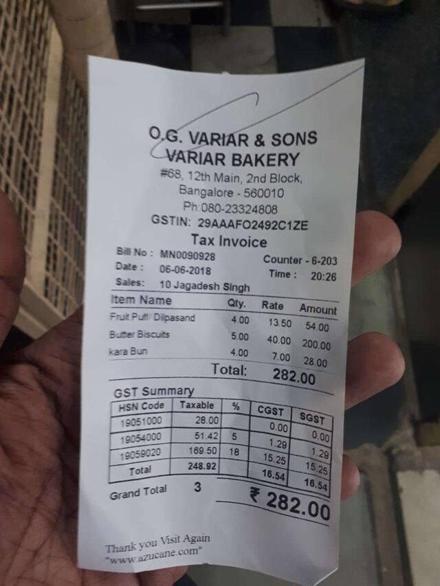 Menu at O.G. Variar and Sons, Variar Bakery, Bengaluru, 68 1'st Main Road