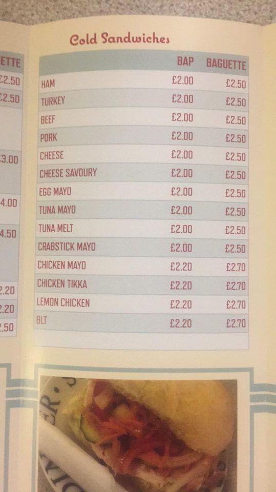 Menu at The Upper Crust, Doncaster