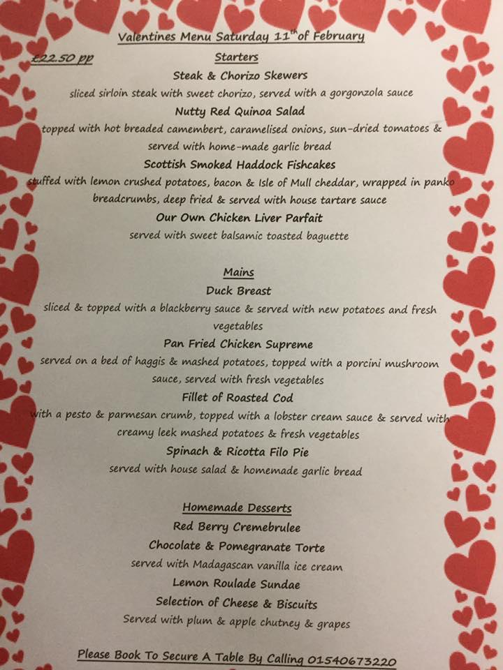 Menu at Balavil Hotel pub & bar, Newtonmore
