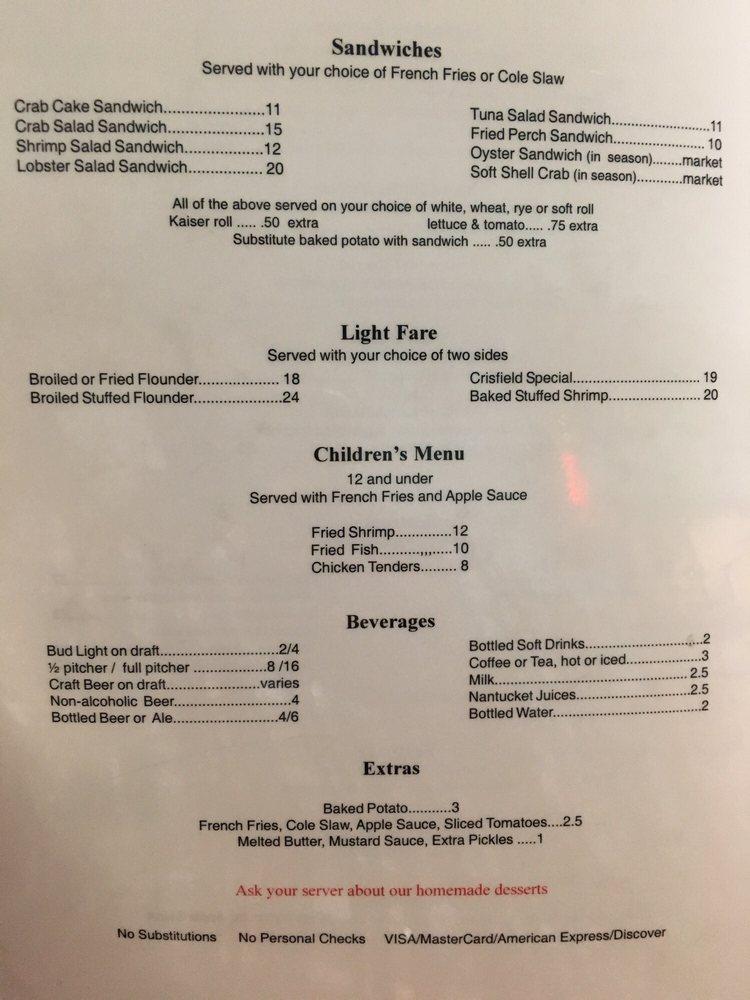 Menu at Crisfield Seafood restaurant, Silver Spring, Georgia Ave
