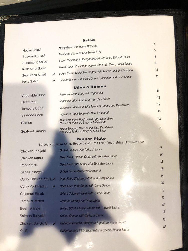 Menu at Hoki Korean BBQ & Japanese Cuisine, Modesto