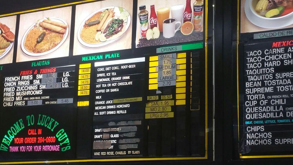 Menu at Lucky Guy's Burgers fast food, Commerce