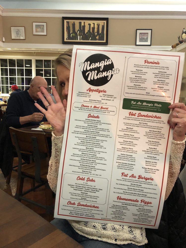 Menu at Mangia Mangia restaurant, Spencerport