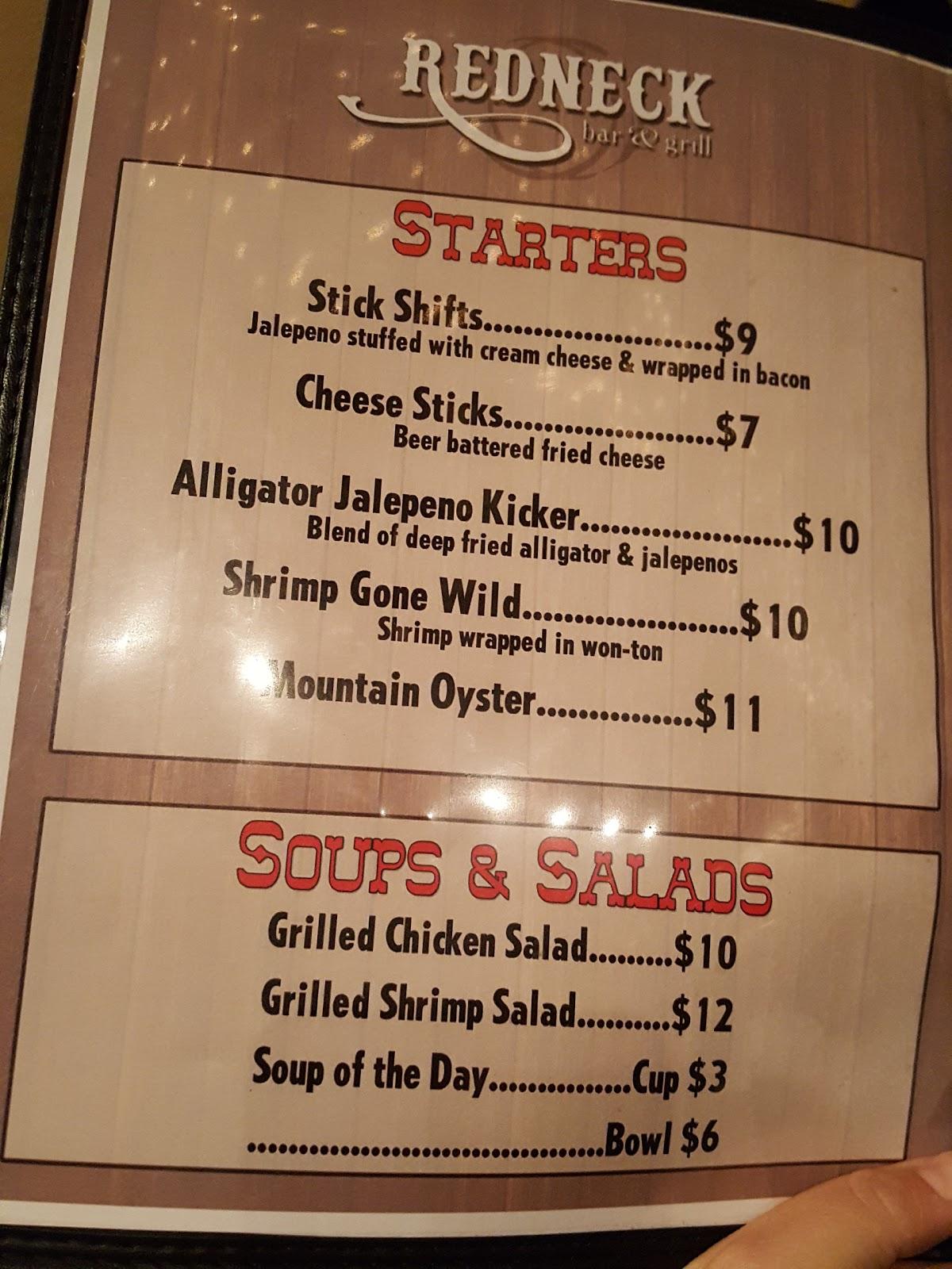 Menu at Redneck Bar & Grill, Sulphur Springs
