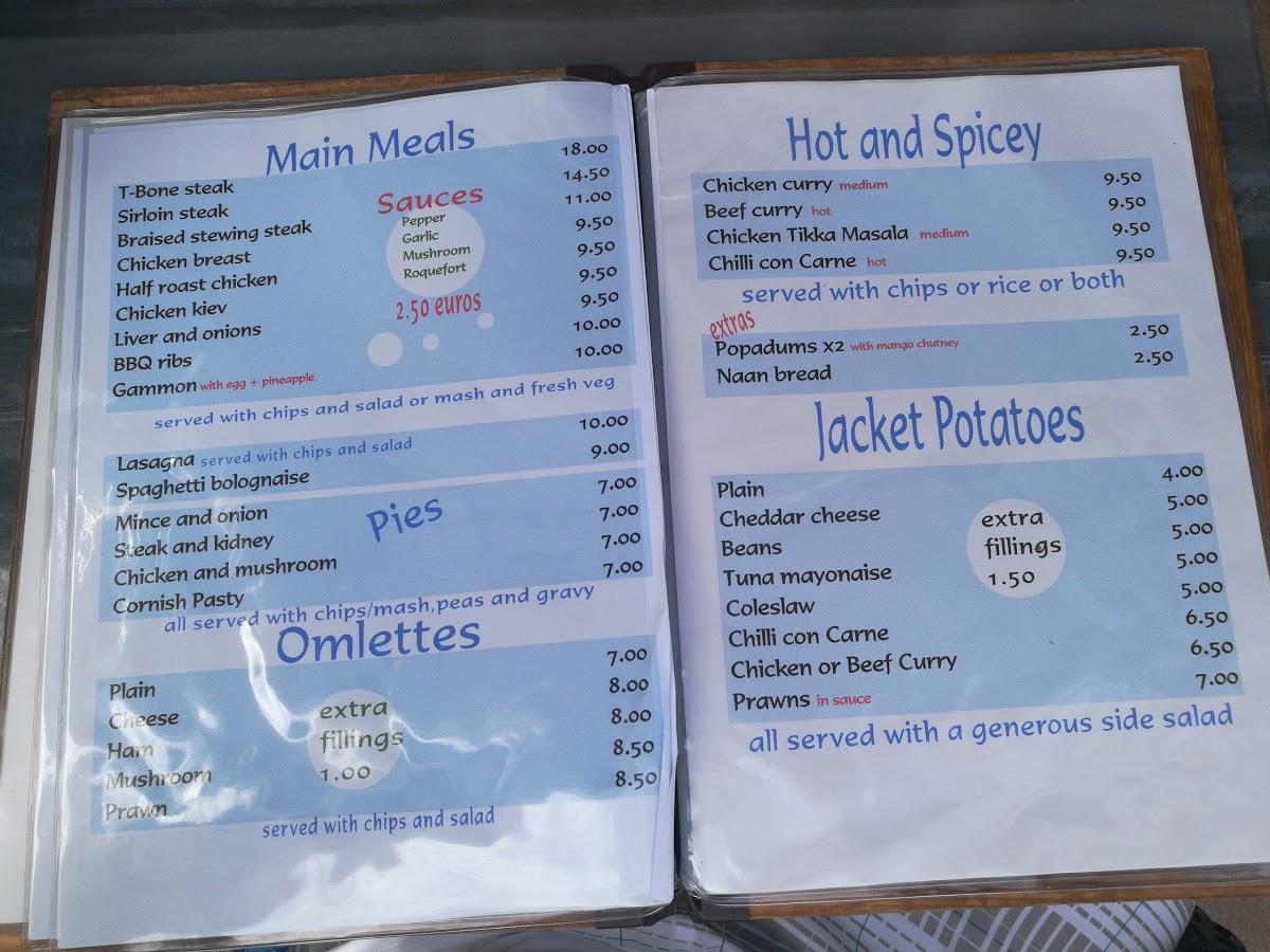 Menu at Rope and Anchor pub & bar, Cala Bona, Passeo Del Moll 13