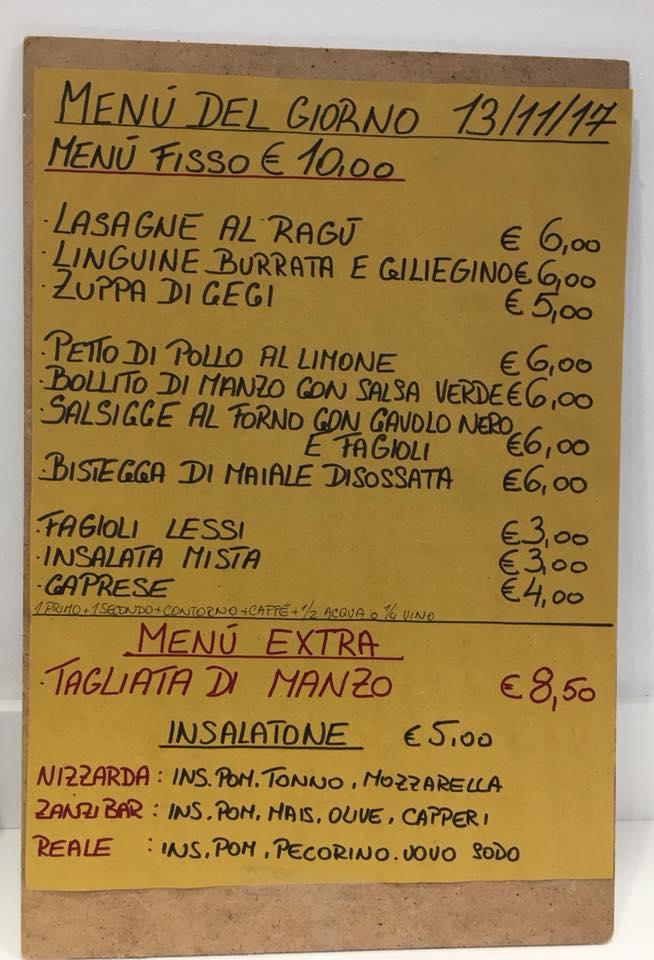 Menu at ZANZIBAR CAFE', Campi Bisenzio