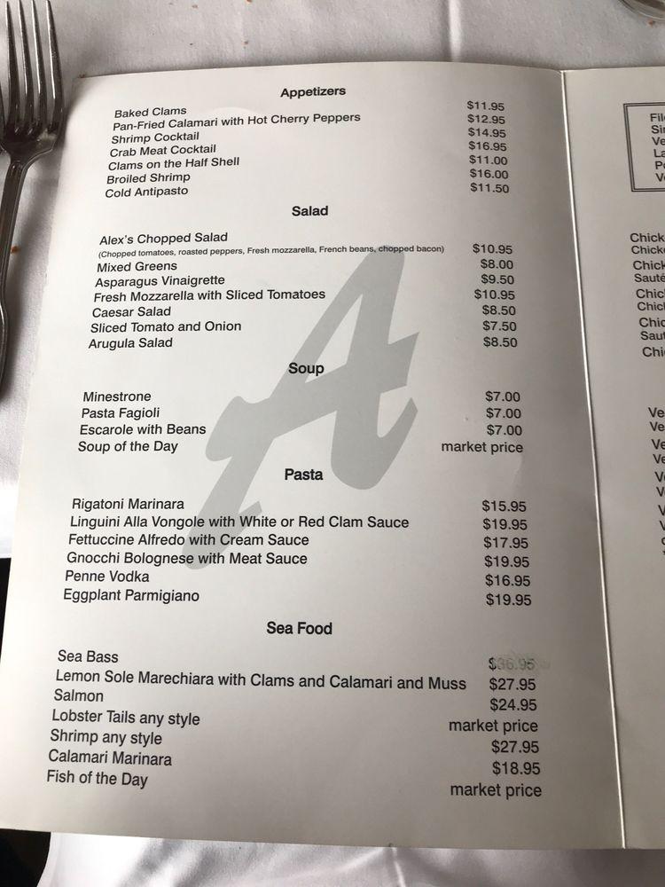 Menu at Alex's Bar and Grille, White Plains