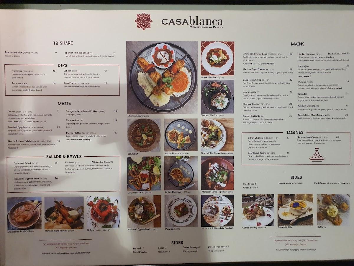 Menu at Casablanca Northwest restaurant, Auckland, R4 North West Stage ...