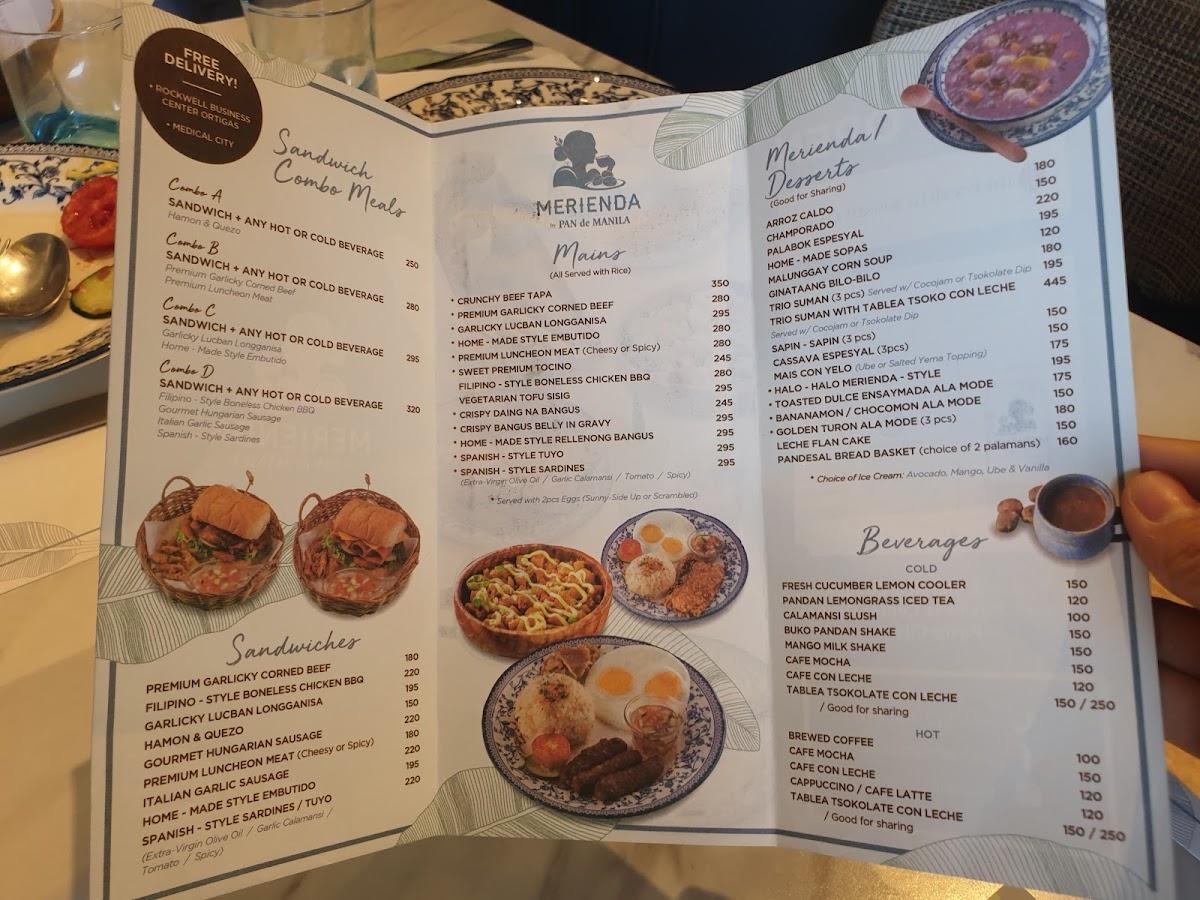Menu at Merienda by Pan de Manila restaurant, Pasig