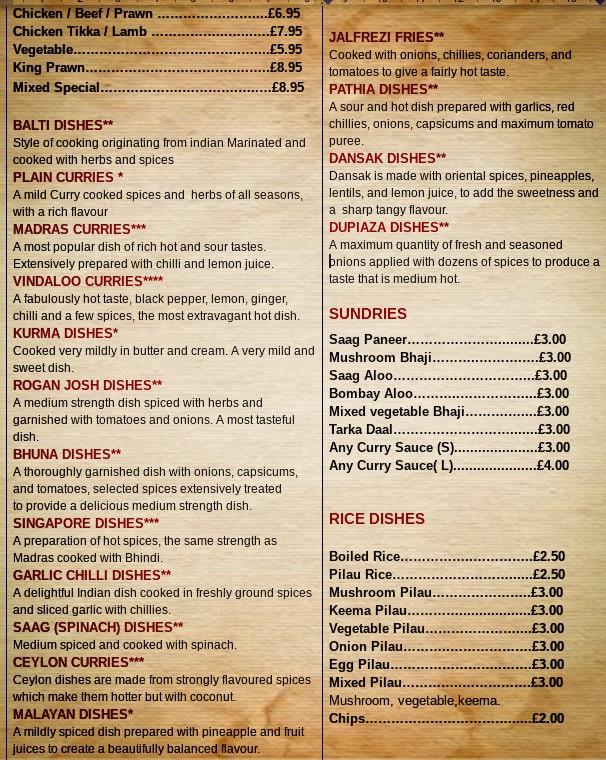 Menu At Cafe India South Shields Menu At Cafe India South Shields