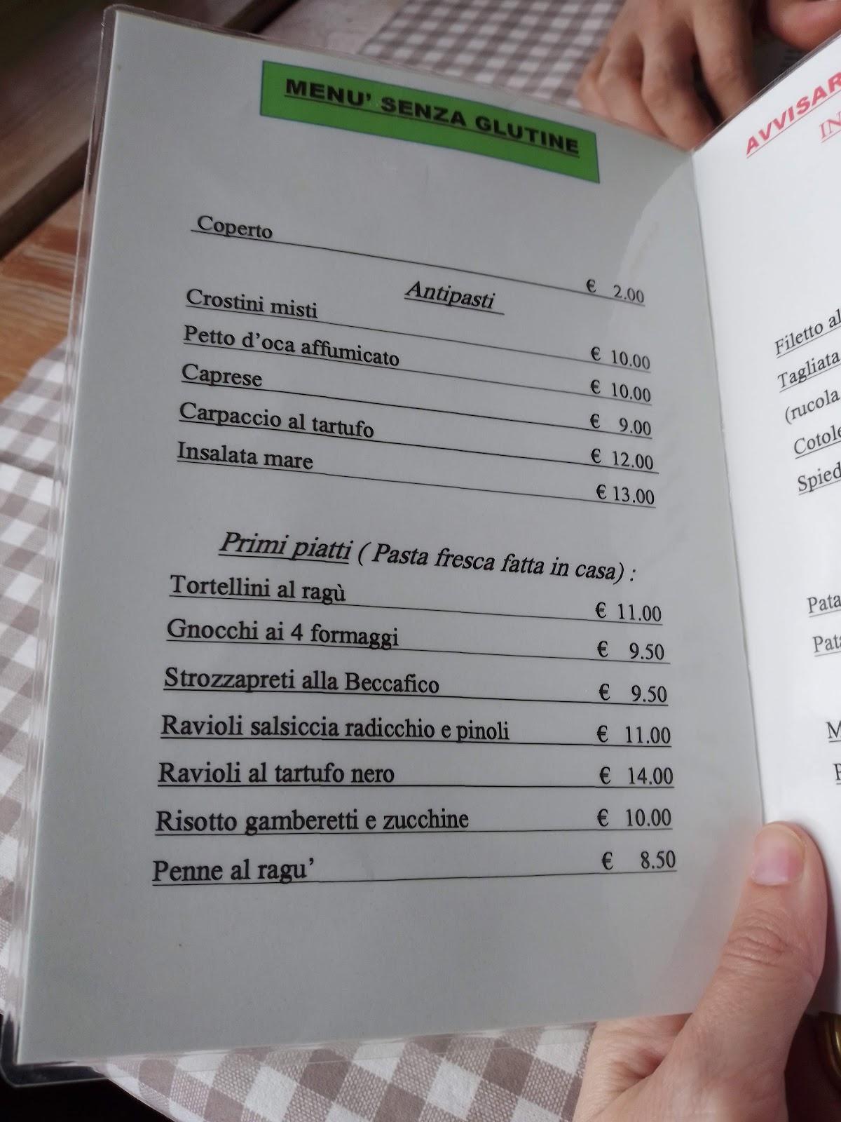 Menu at Ristorante Il Beccafico, San Marino