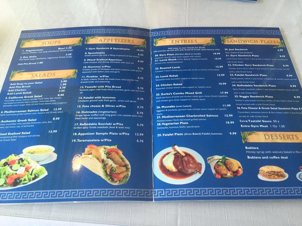 Menu at Athena Gyro restaurant, Palm Desert