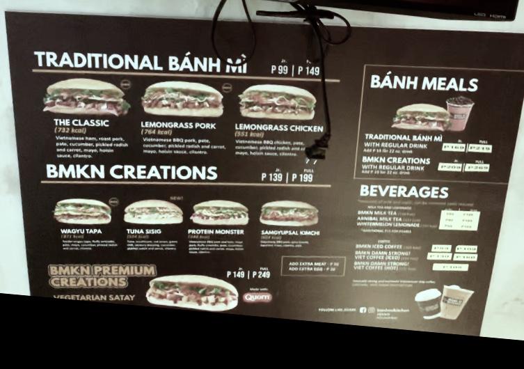 Menu at Banh Mi Kitchen restaurant, Makati, 3rd Floor