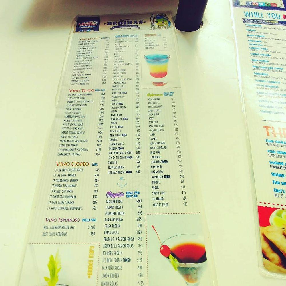 Menu at El Fish Fritanga restaurant, Cancún, Blvd. Kukulcan