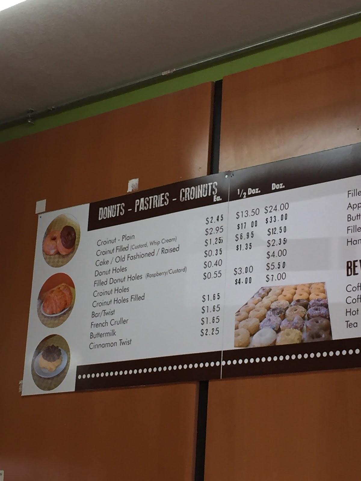 Menu at Happy Donuts restaurant, Burlingame, El Camino Real