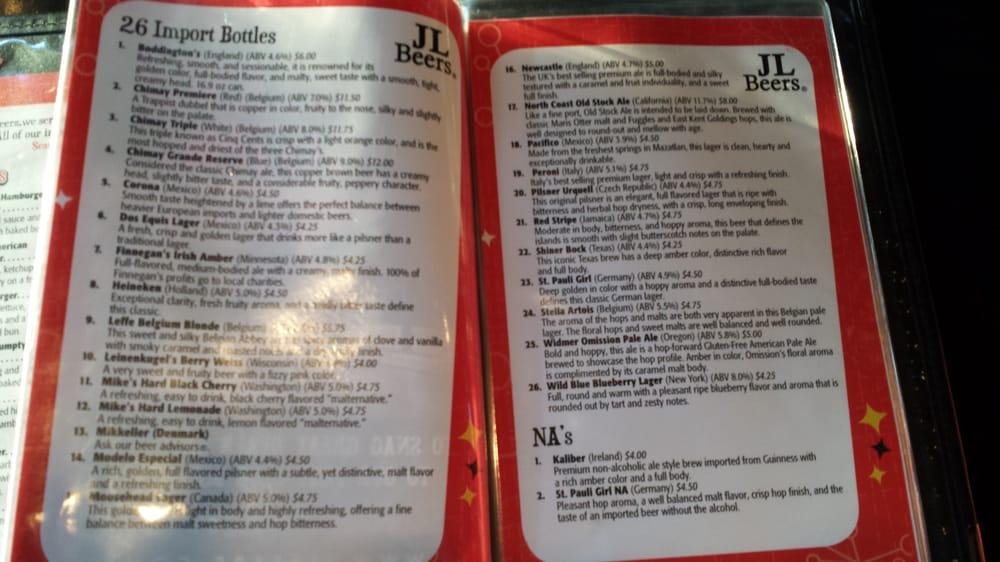 Menu at JL Beers pub & bar, Grand Forks