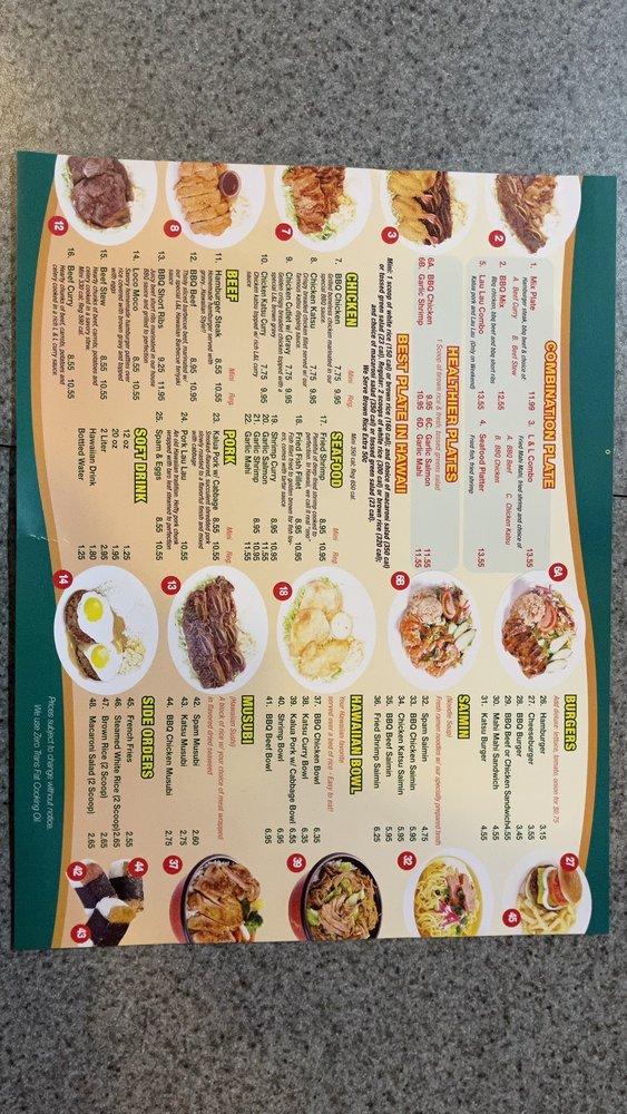 Menu at L&L Hawaiian Barbecue, Calcium