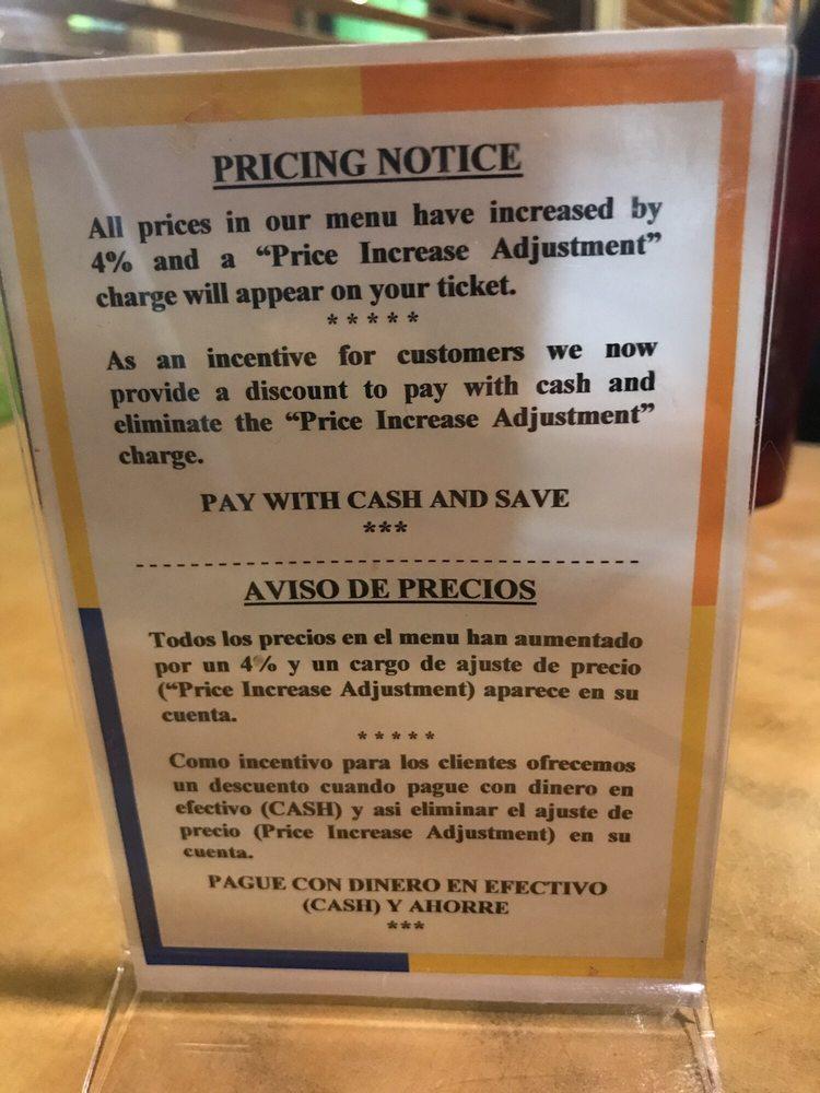 Menu at Pericos Mexican Cafe, Houston
