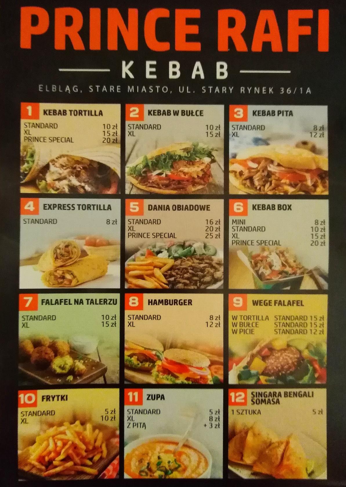 Menu at World Kebab Eblag, Elblag