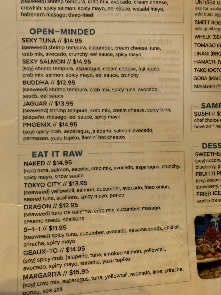Menu at Zen Japanese Grill & Sushi restaurant, Houma
