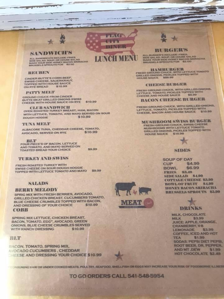 Menu at Flag City Diner, Redmond
