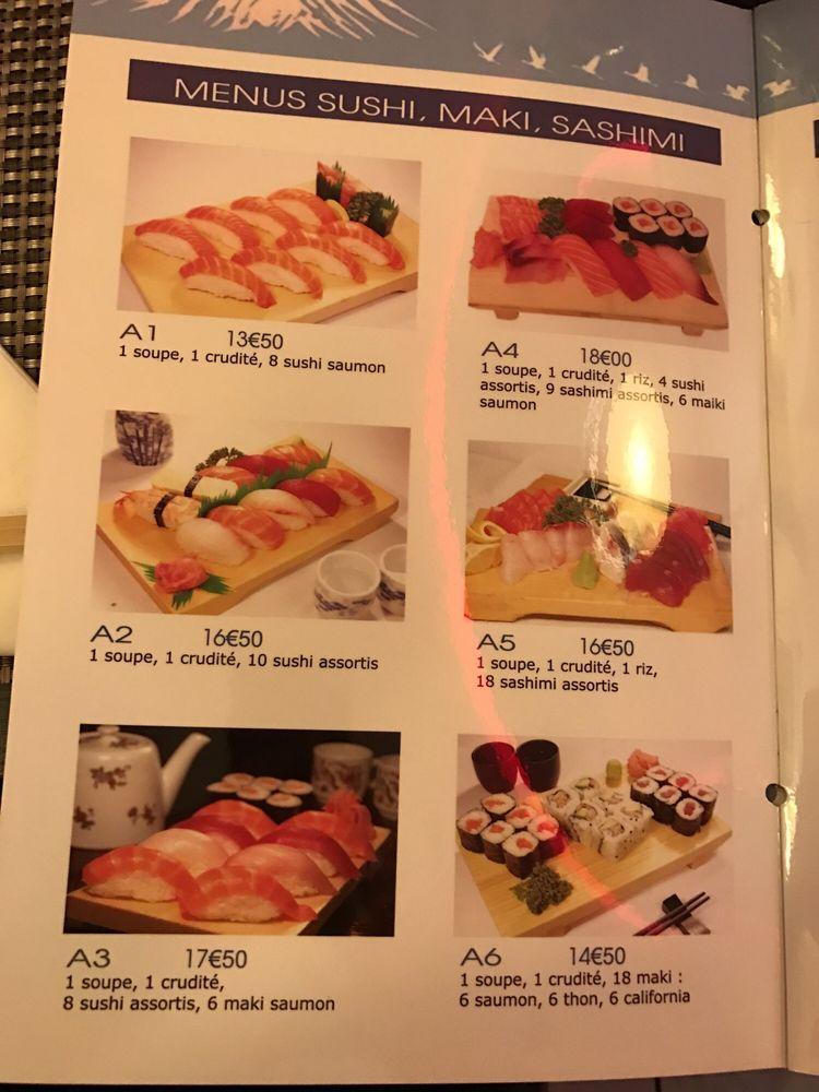 Menu au Fujisan restaurant, Mulhouse